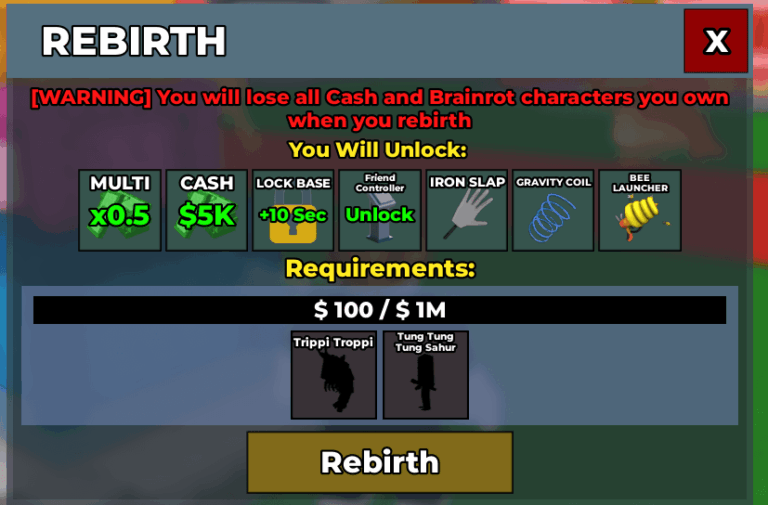 Rebirth System - Steal A Brainrot Wiki