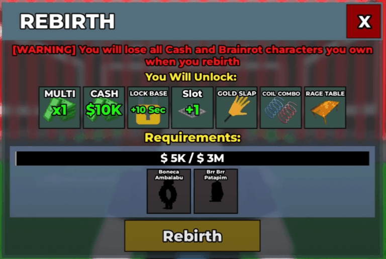 Rebirth System - Steal A Brainrot Wiki