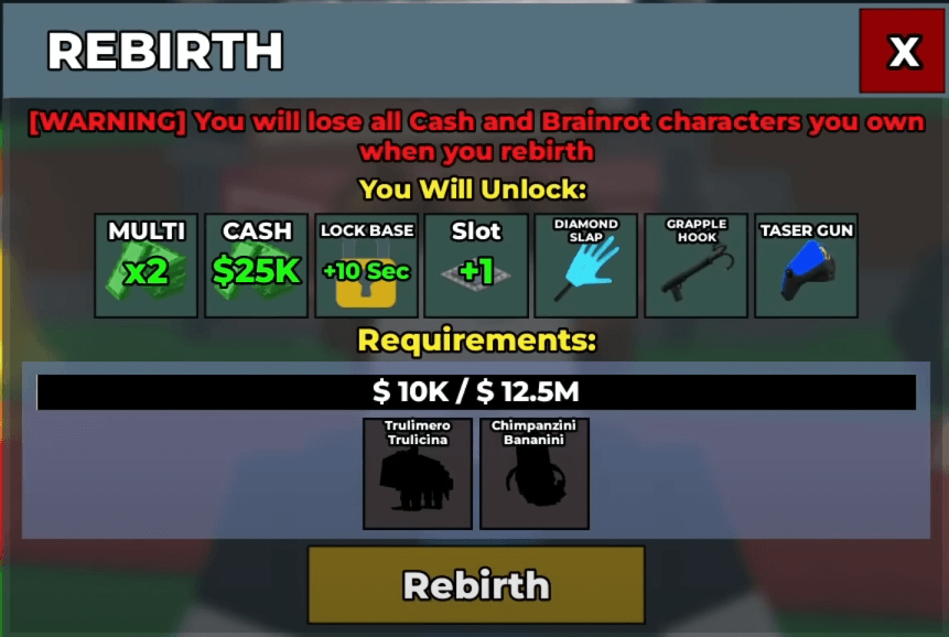 Rebirth System - Steal A Brainrot Wiki