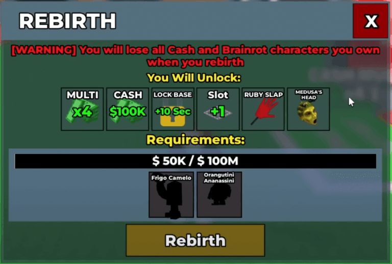 Rebirth System - Steal A Brainrot Wiki