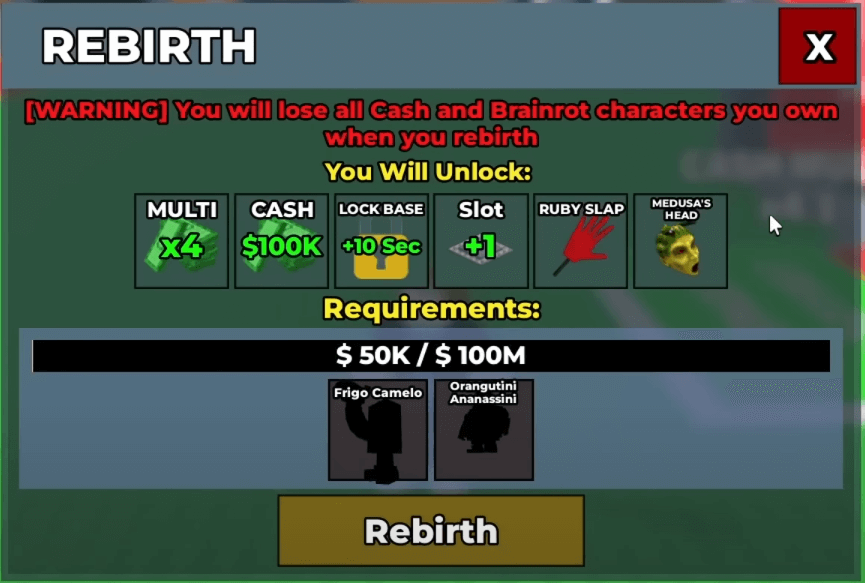 Rebirth System - Steal A Brainrot Wiki