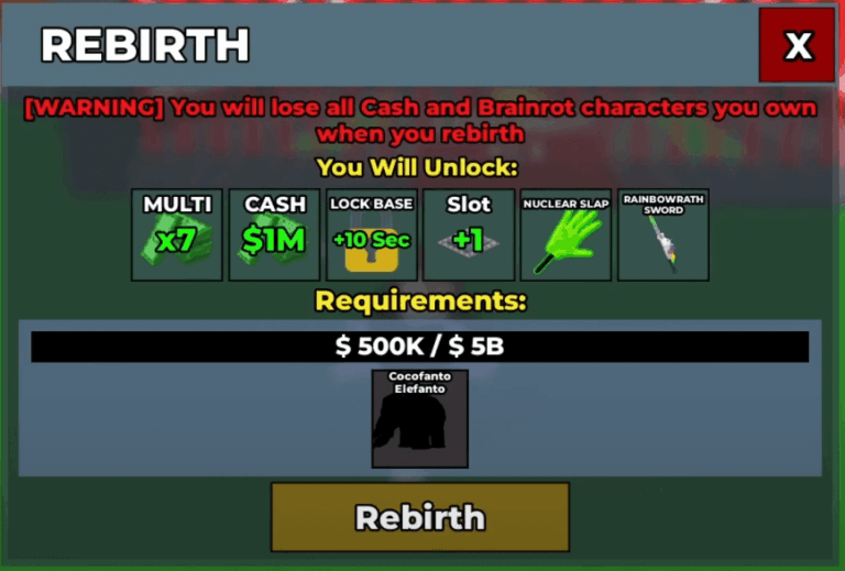 Rebirth System - Steal A Brainrot Wiki