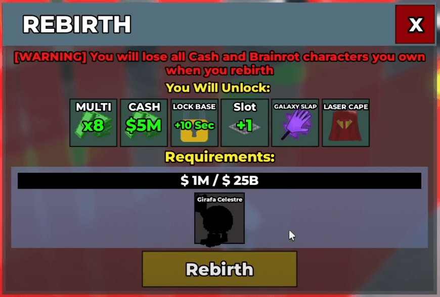 Rebirth System - Steal A Brainrot Wiki