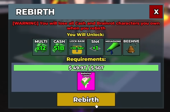 Rebirth System - Steal A Brainrot Wiki